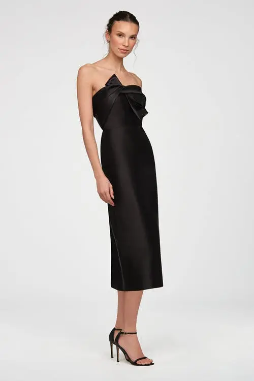 Theia Aliana Strapless Mikado Dress - Black