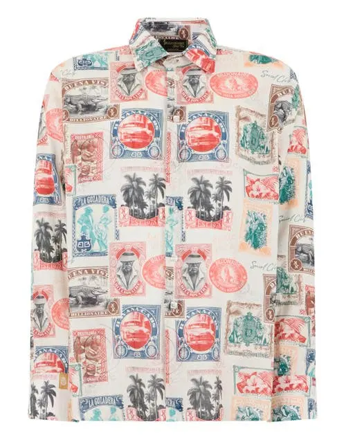 BILLIONAIRE Printed Linen Shirt Stamps