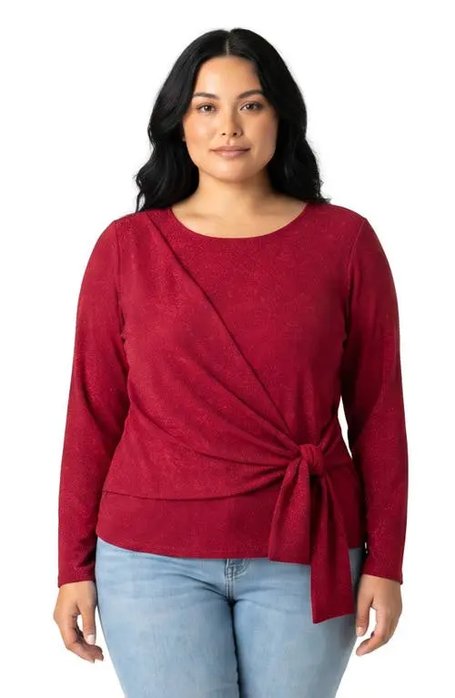 Karen Kane Crossover Side Tie Metallic Knit Top