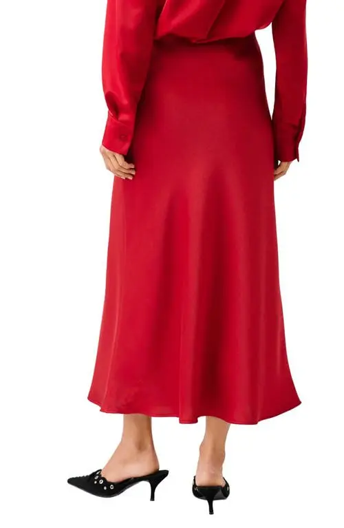 Karen Kane Bias Cut Satin Midi Skirt - Red