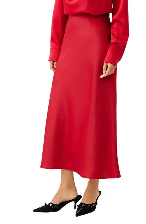 Karen Kane Bias Cut Satin Midi Skirt - Red