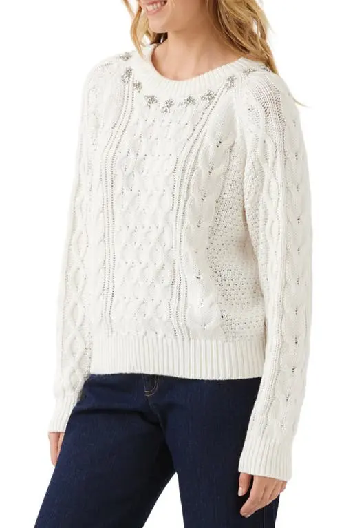 Karen Kane Rhinestone Crewneck Cotton & Cashmere Sweater