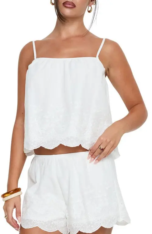 Princess Polly Madison Avenue Embroidered Cotton Tank - White