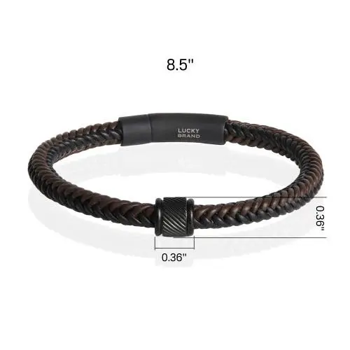 Lucky Brand And Black Braided Leather Bracelet For