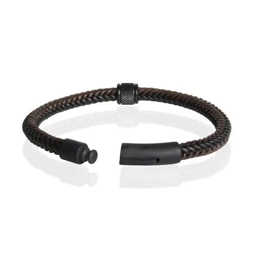 Lucky Brand And Black Braided Leather Bracelet For