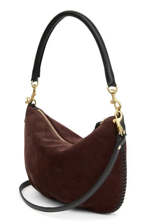 Clare V. Petit Moyen Suede Leather Messenger Bag - Truffle