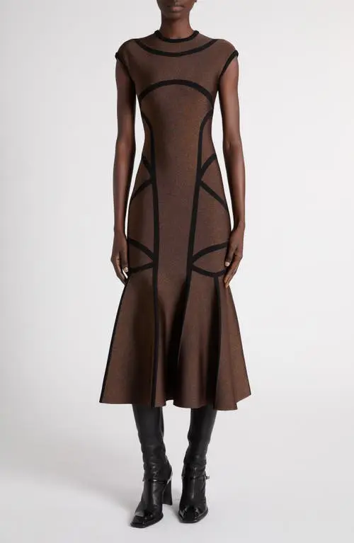 Alexander McQueen Volume Midi Dress - Brown/black