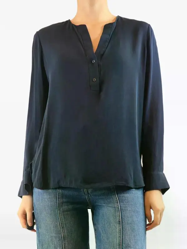 Vince Button-placket Long-sleeve Blouse