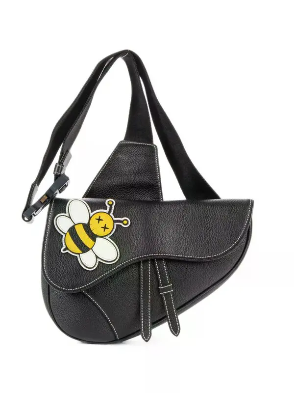 Dior Kaws Bee Saddle Shoulder Bag - Black