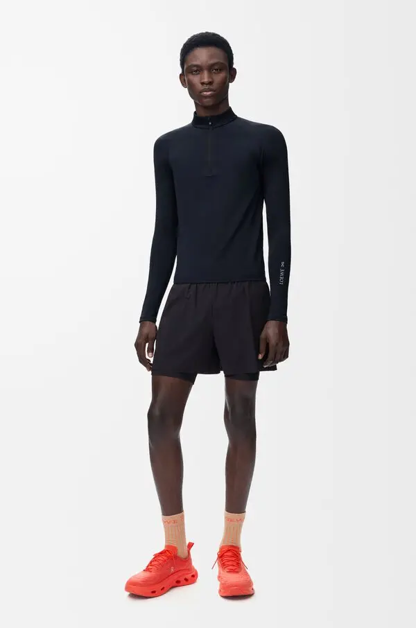 Loewe Mock Neck Top In Technical Knit - Black
