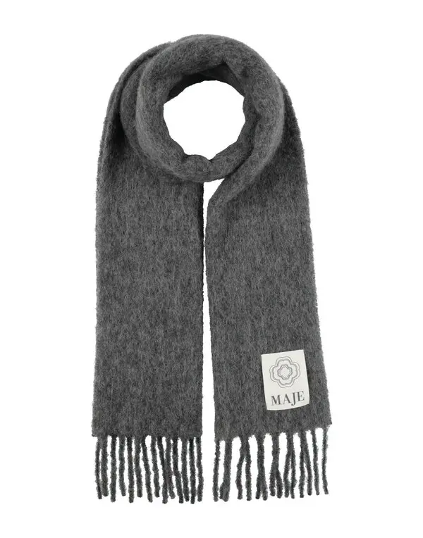 Maje Scarf Charcoal Alpaca Wool, Virgin Wool, Polyamide, Polyester