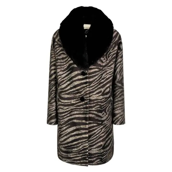 N'ONAT Wild Obsession Zebra Coat In Black & Grey - Black/grey
