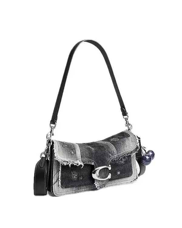 COACH Tabby Shoulder Bag 26 With Patchwork And Cherry Charm 'silver Black
