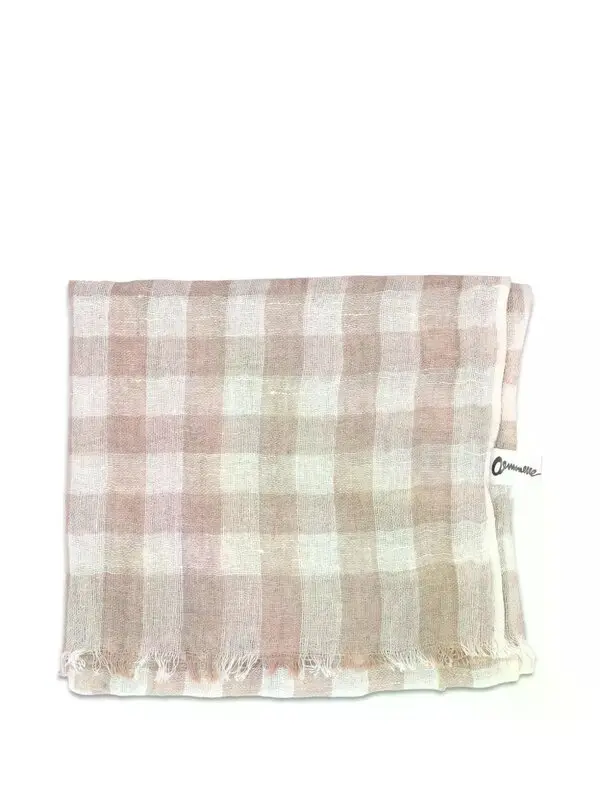 LA ROSE Gingham-frayed Scarf