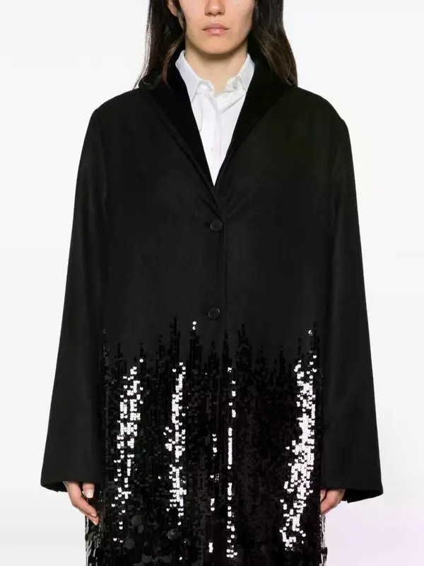 COLLECTION PRIVEE? Sequin-embellished Shawl-collar Coat