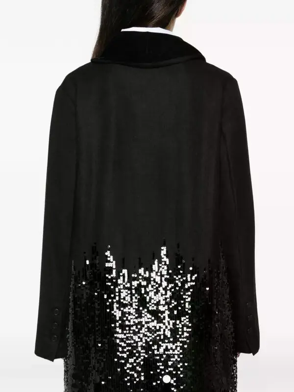 COLLECTION PRIVEE? Sequin-embellished Shawl-collar Coat