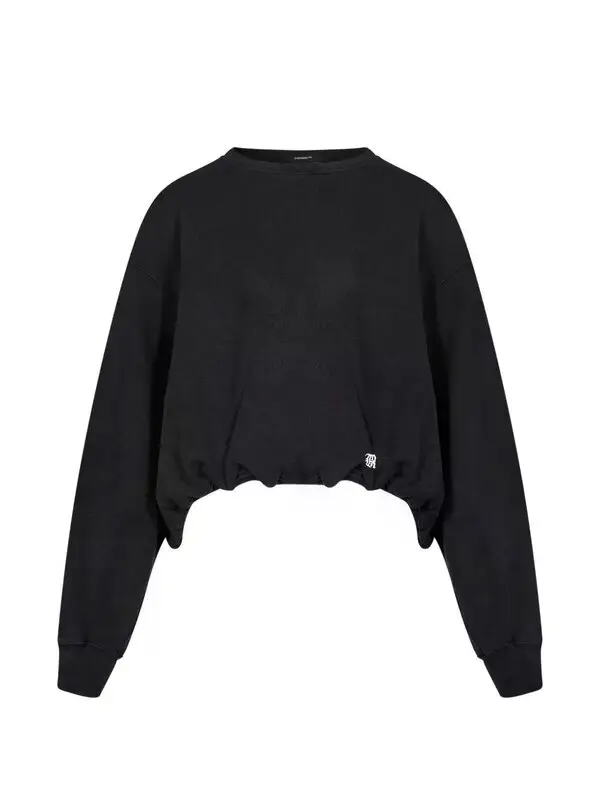 R13 New York 13 Logo-print Cropped Sweatshirt - Black