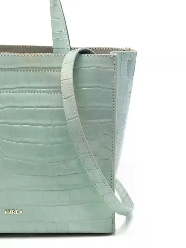 Furla Croc-effect Leather Tote Bag - Green