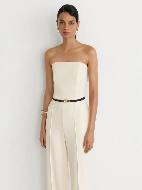 REISS Leah Strapless Belted Wide-leg Jumpsuit