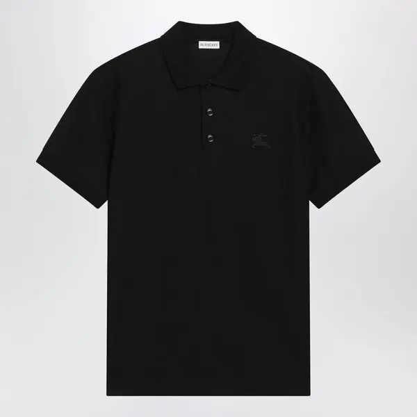 Burberry Slim Polo Shirt In Pique Cotton - Black