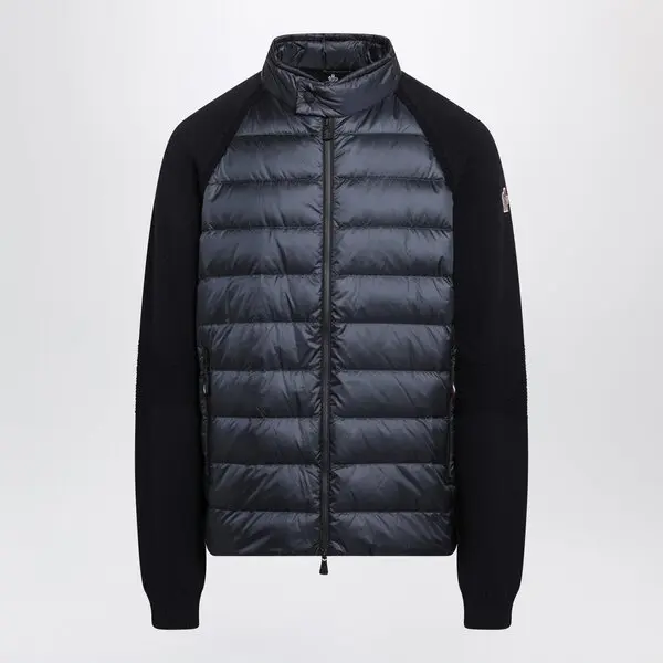 Moncler Dark Padded Zip-up Cardigan In Wool Blend