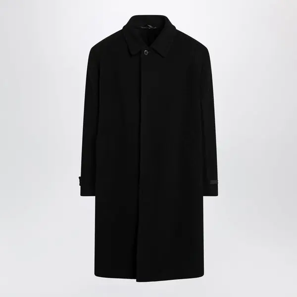 Prada Long Coat In Wool And Cashmere - Black