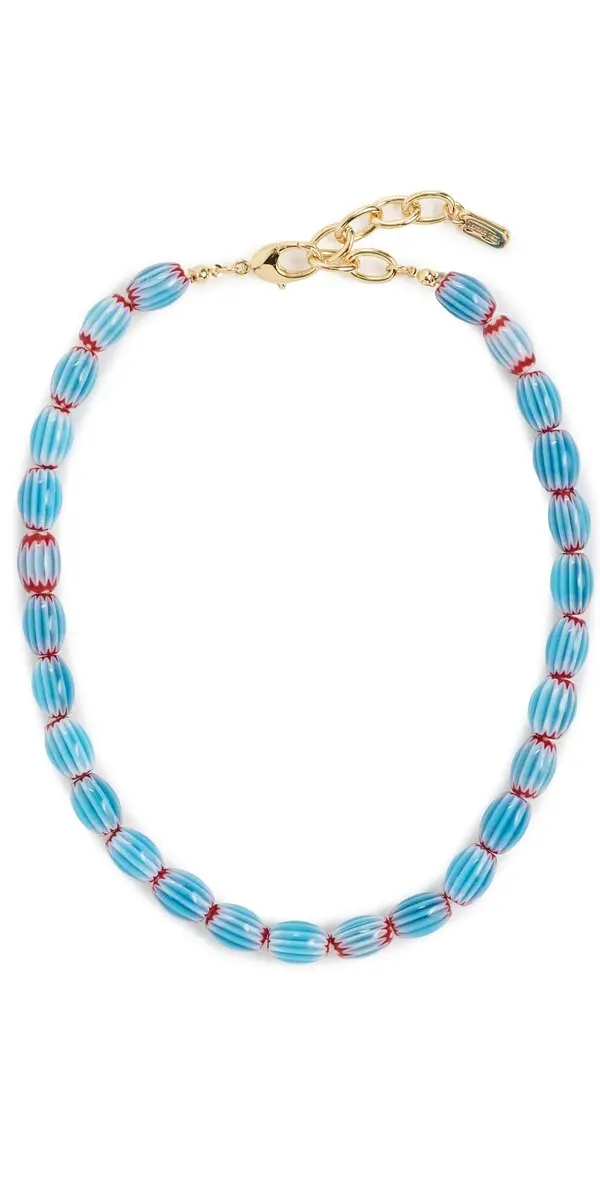 LOGAN TAY Cheveron Beaded Necklace - Blue