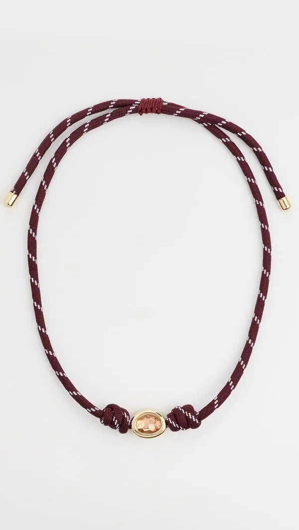 LOGAN TAY Burdundy Paracord Stone Necklace