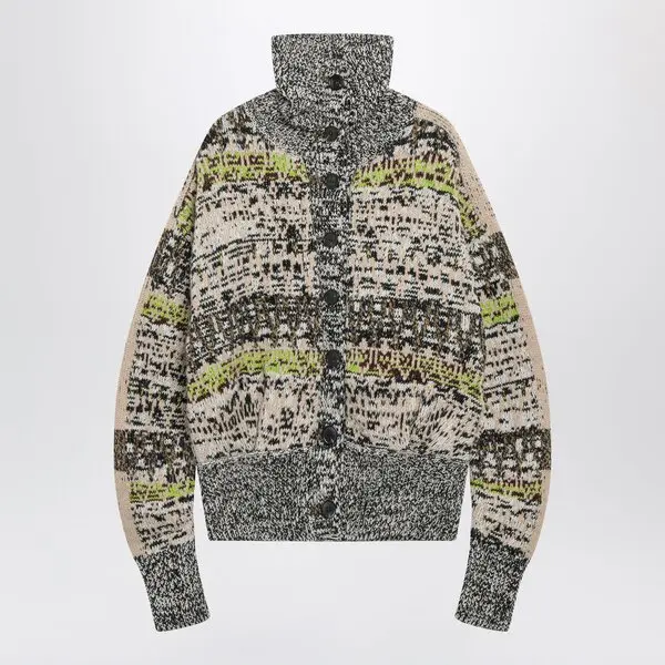 Dries Van Noten Multicolored Oversized Cardigan In Jacquard Wool