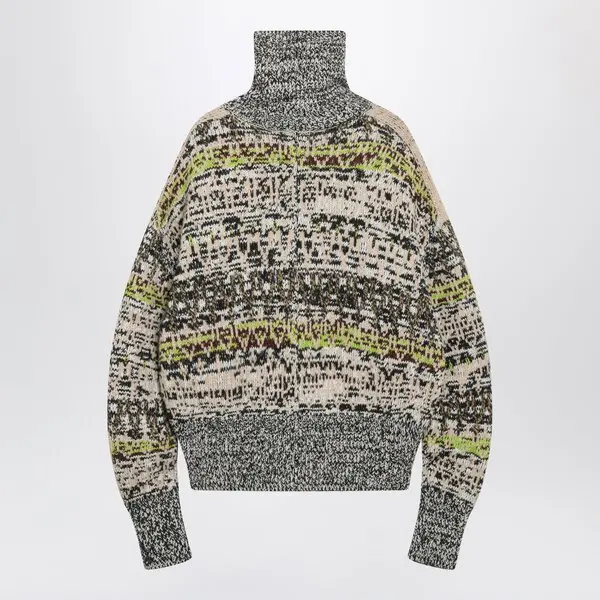 Dries Van Noten Multicolored Oversized Cardigan In Jacquard Wool