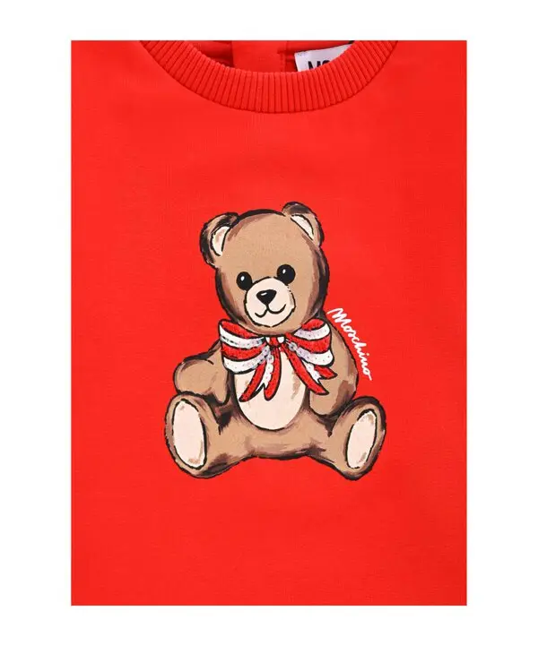Moschino モスキーノ キッズ テディベア プリント クルーネック ドレス