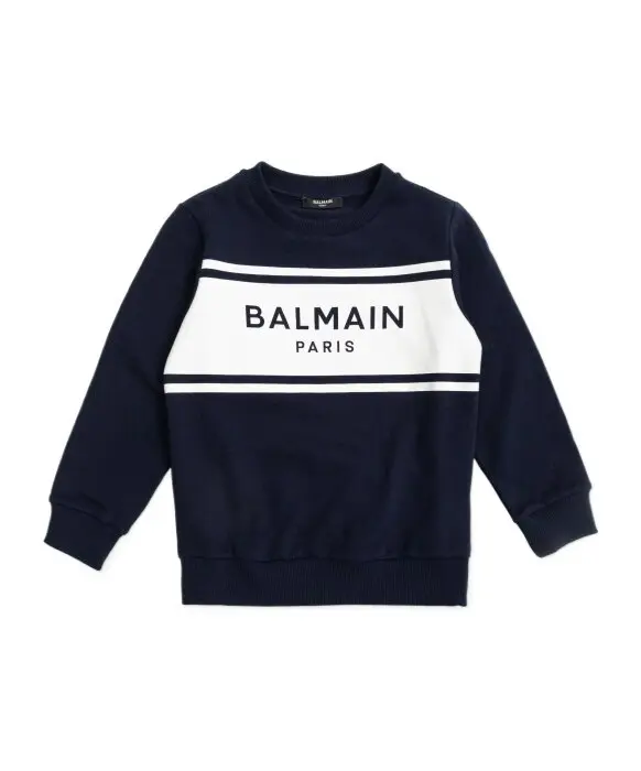 Balmain キッズ ロゴ プリント クルーネック スウェットシャツ