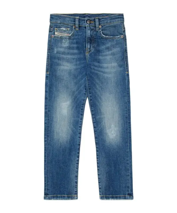DIESEL® ディーゼル キッズ ディストレスト ストレートレッグ ジーンズ - Medium Blue
