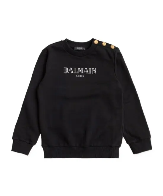 Balmain キッズ ロゴ プリント クルーネック スウェットシャツ