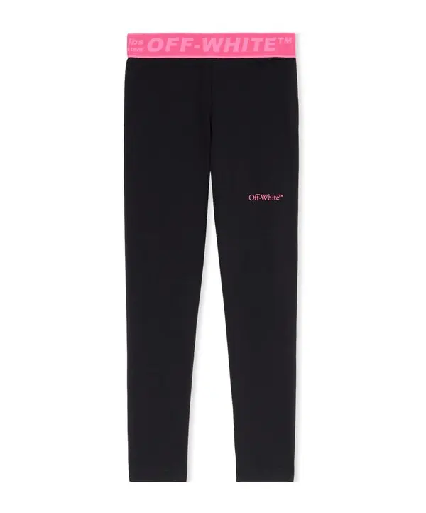 Off-White オフホワイト キッズ ロゴ ウエストバンド ストレートヘム レギンス - Black