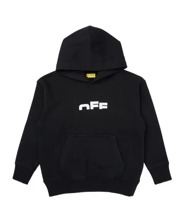 Off-White オフホワイト キッズ ロゴプリント フリース パーカー - Black