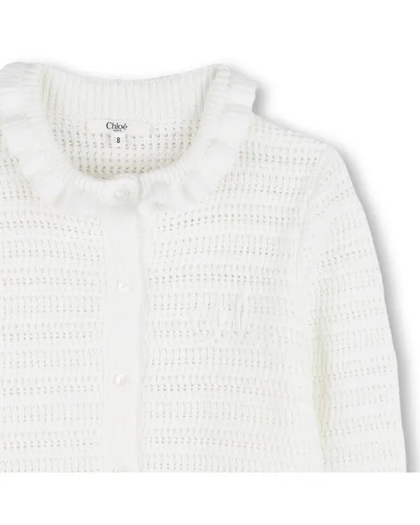 Chloé クロエ キッズ ラッフルトリム ニットカーディガン