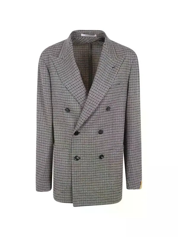 Tagliatore Double-breasted Houndstooth Blazer - Brown