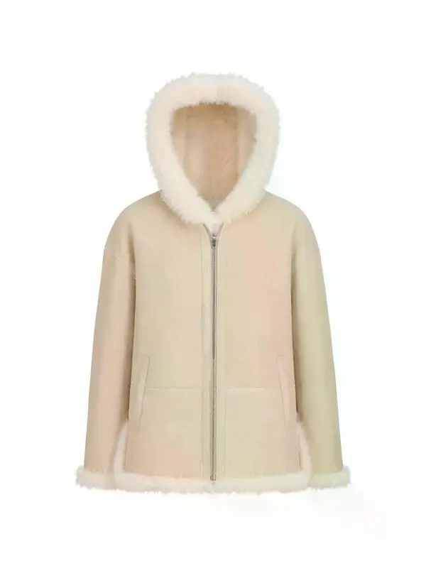 LA ROSE Reversible Hooded Shearling Jacket