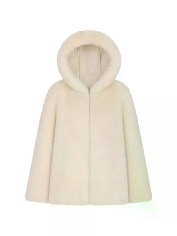 LA ROSE Reversible Hooded Shearling Jacket