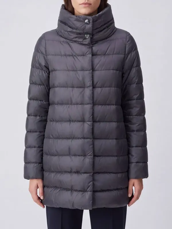 Herno Knee-length Quilted Water-repellent Down Coat With Funnel Neck