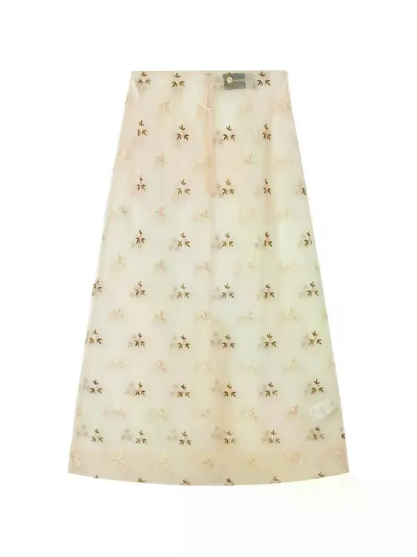 Simone Rocha Ripple Floral-embroidered Tulle Midi Skirt - Neutrals