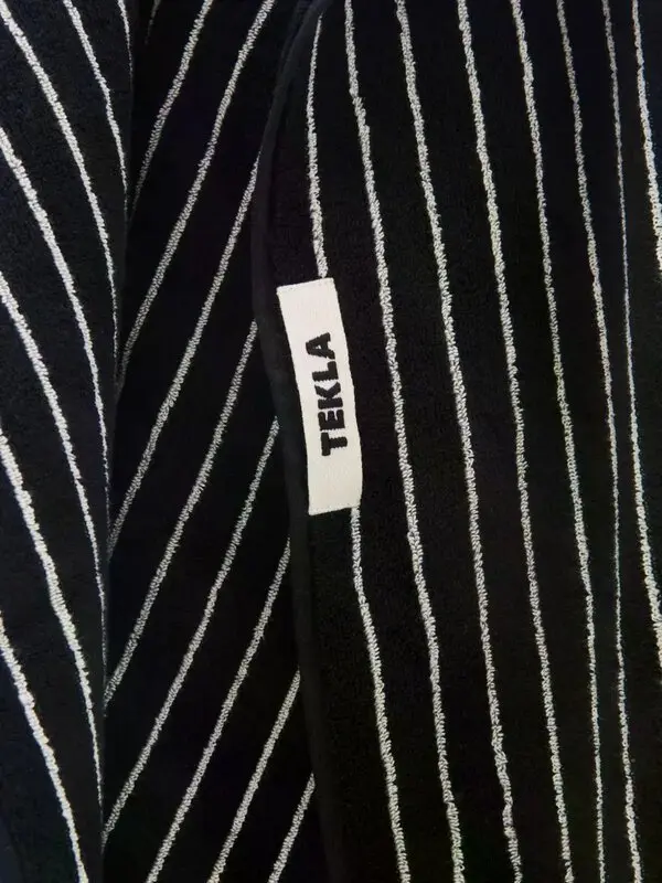 TEKLA Striped Cotton Towel - Black