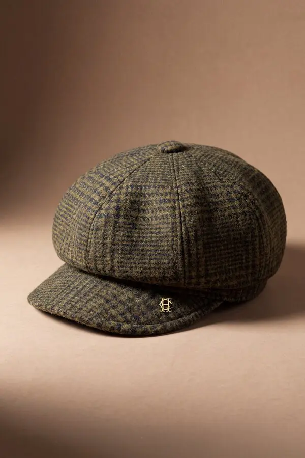 Holland Cooper Gatsby Tweed Cap Prince Of Wales - Forest
