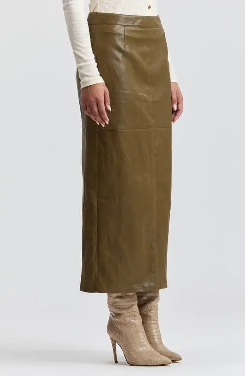 Avec Les Filles Faux Leather Midi Pencil Skirt