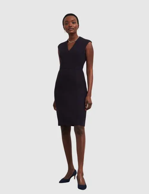 HOBBS LONDON Aly V-neck Knee Length Dress - Navy