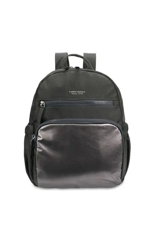 CAMPO MARZIO ROMA 1933 Ada Versatile Spacious Backpack With Zip Closure & Glossy Accents - Graphite Grey