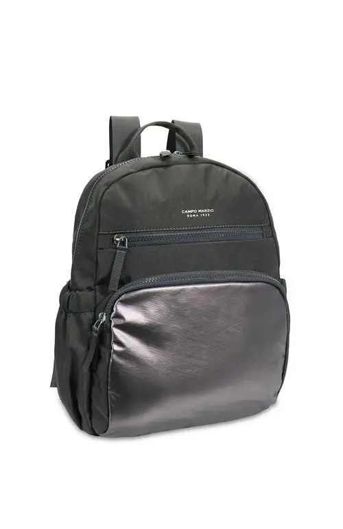 CAMPO MARZIO ROMA 1933 Ada Versatile Spacious Backpack With Zip Closure & Glossy Accents - Graphite Grey