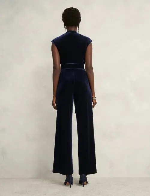 HOBBS LONDON V-neck Tie Waist Cap Sleeve Jumpsuit