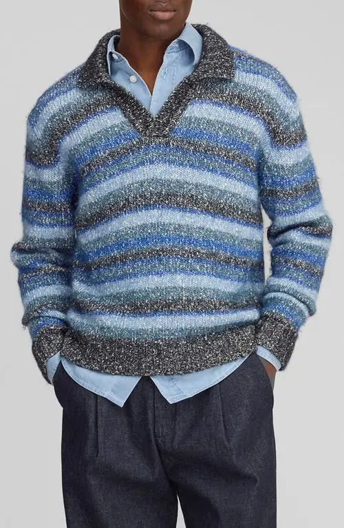 Nn07 Erling Striped Polo Sweater